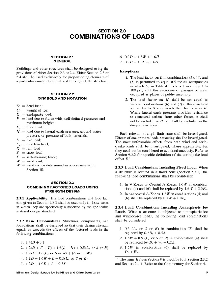 ASCE 7 02 Load Combinations | PDF | Structural Load | Pressure