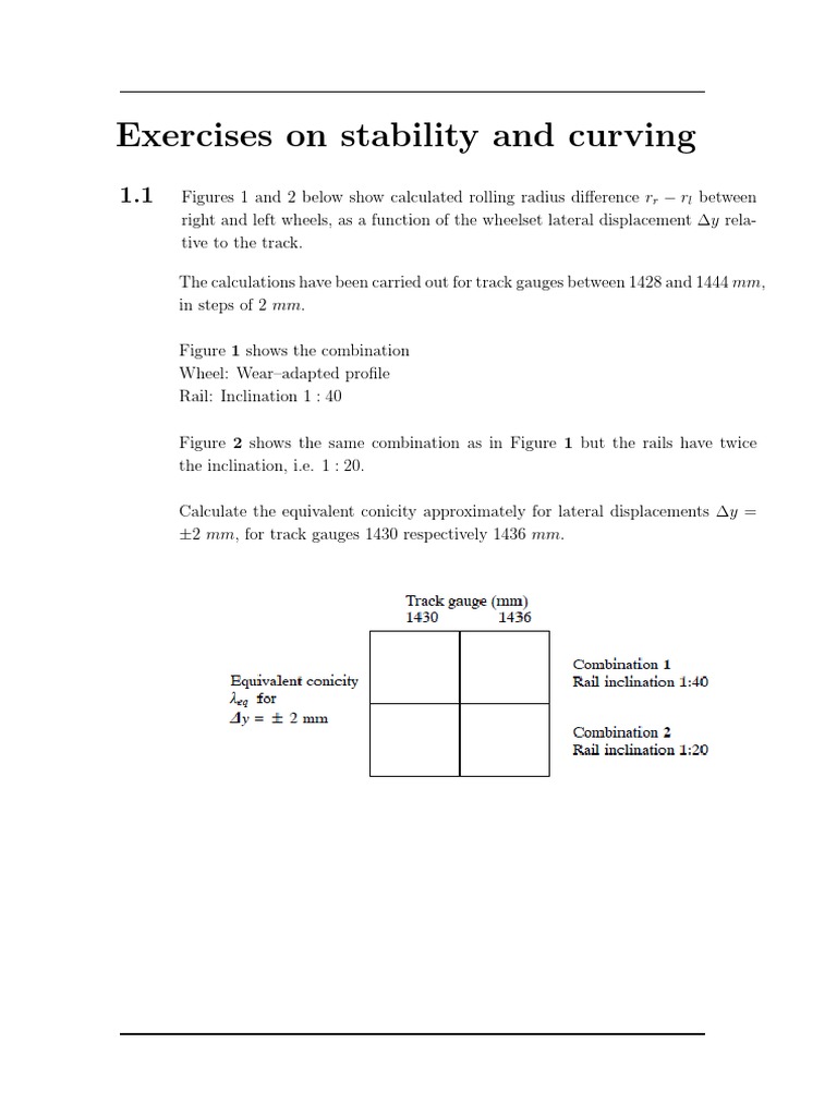Rail Vehicle Stability and Curving Exercises | PDF | Transportation ...