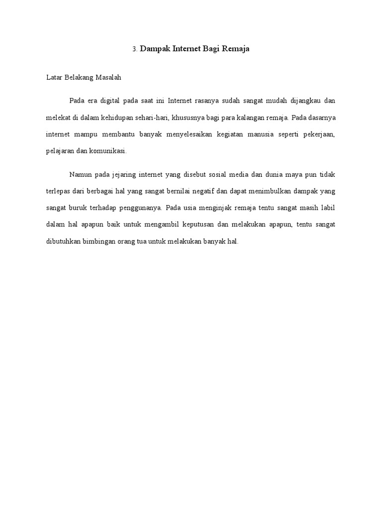Dampak Internet Bagi Remaja | PDF