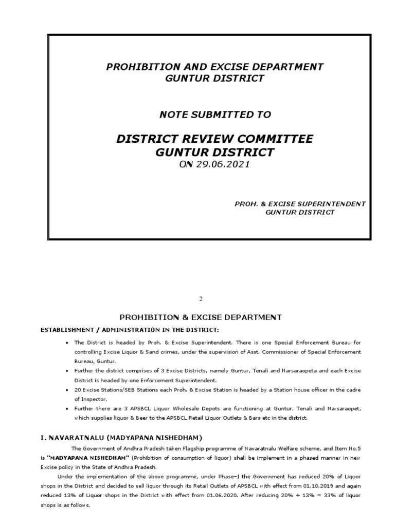 Notes of Excise Dept. To DRC-01.04.2021 | PDF | Prohibition | United ...