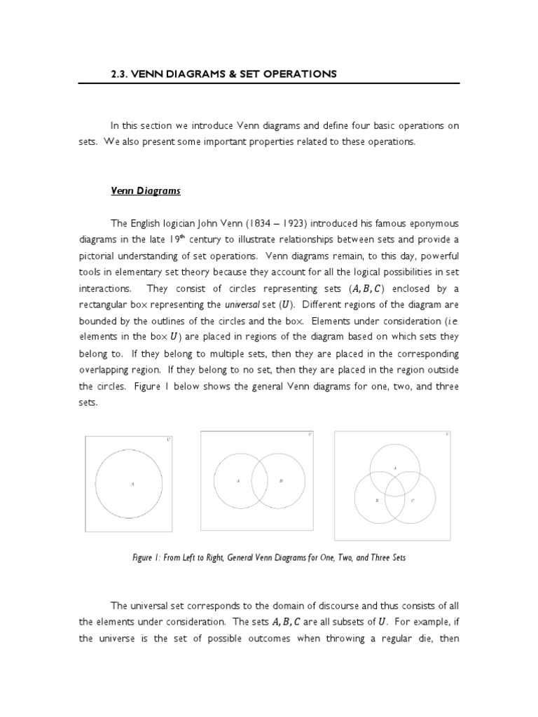 2.3. Venn Diagrams & Set Operations | PDF | Set (Mathematics) | Yin And ...