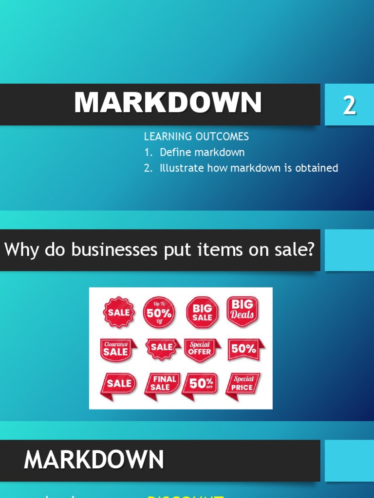 Mardown, Discounts and Breakeven | PDF | Pricing | Marketing