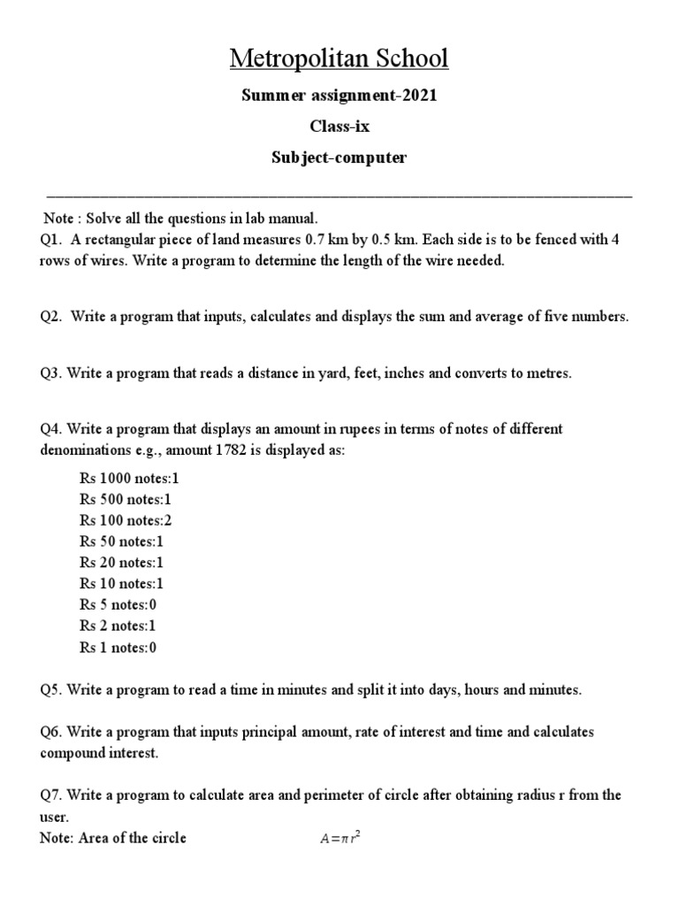 Ix Computer Apllication Assignment | PDF