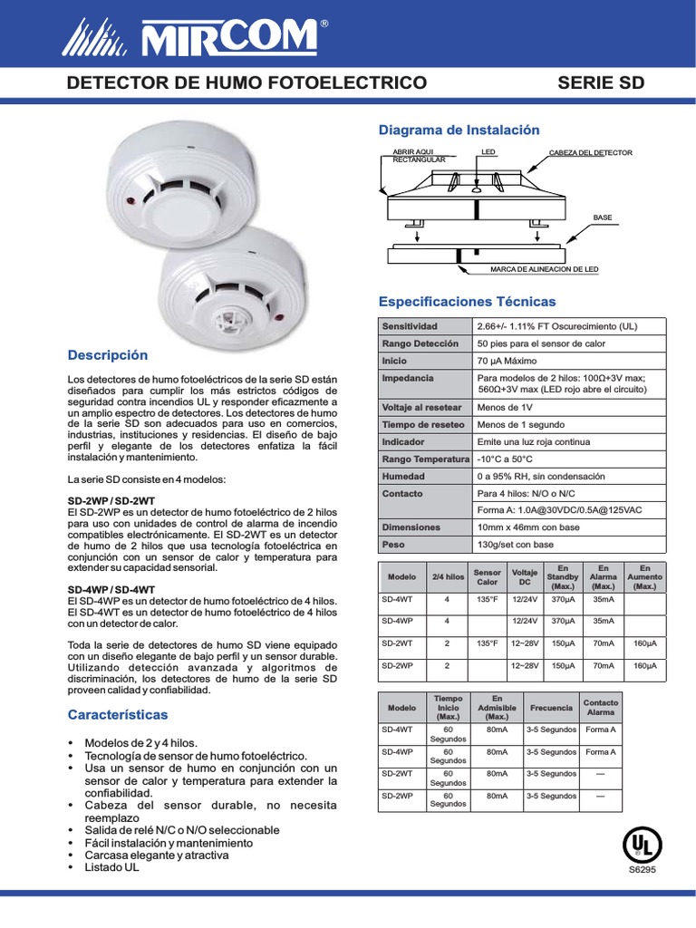 SD-2WP - 4WT Sensor de Humo | PDF | Diodo emisor de luz | Equipo