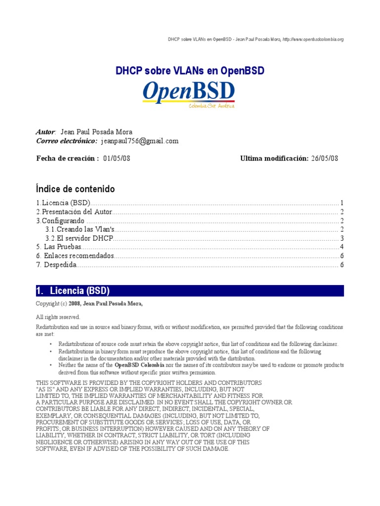 Dhcp Vlans En Openbsd Pdf Ip Address Server Computing