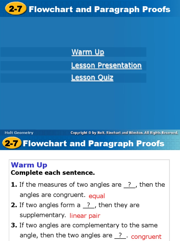 Flowchart and Paragraph Proofs | Download Free PDF | Mathematical Proof | Angle