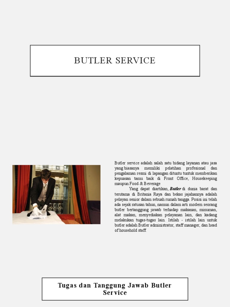 Layanan Butler di Hotel: Tugas dan Fungsi | PDF