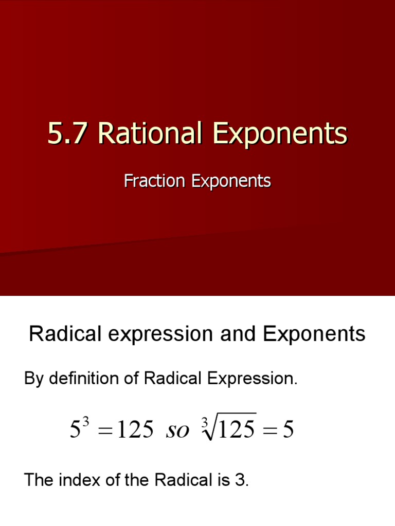 Rational Exponents Simplified | PDF | Exponentiation | Rational Number