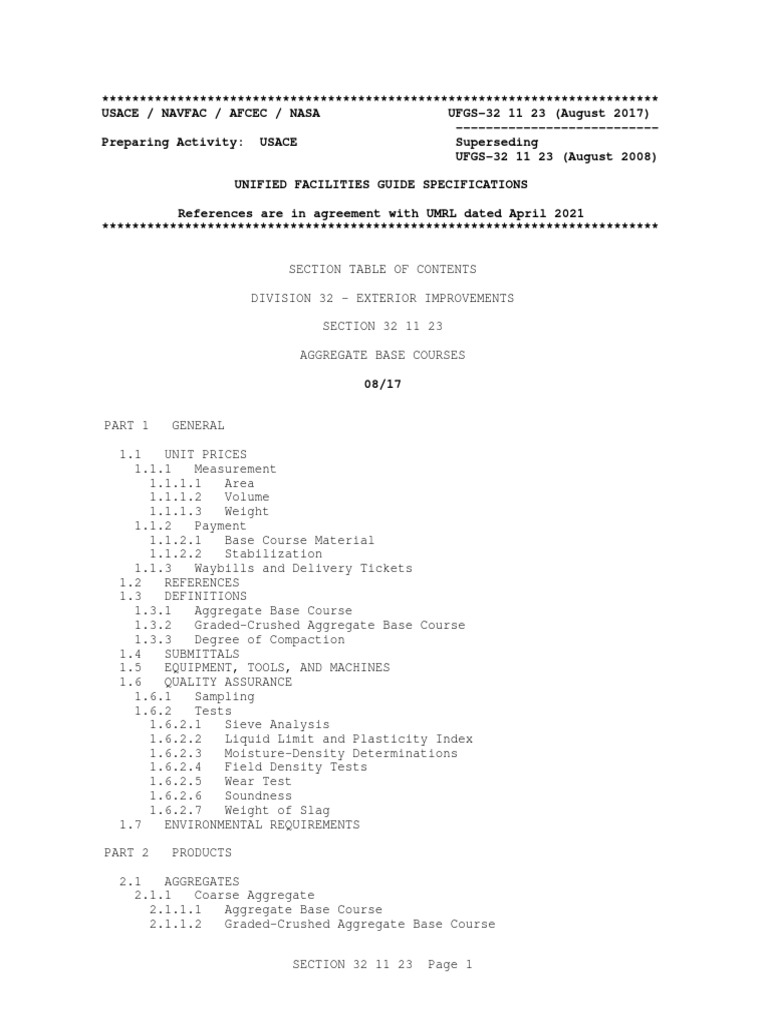 Ufgs 32 11 23 | PDF | Construction Aggregate | Concrete