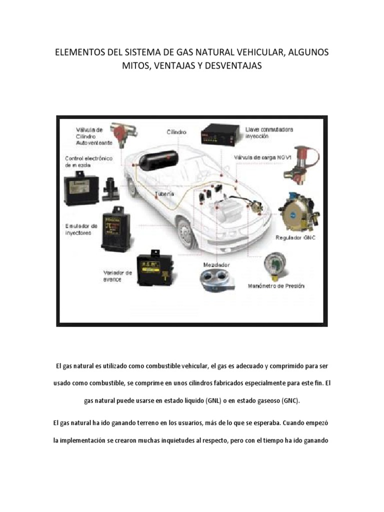 Elementos Del Sistema de Gas Natural Vehicular | PDF | Gasolina | Coche