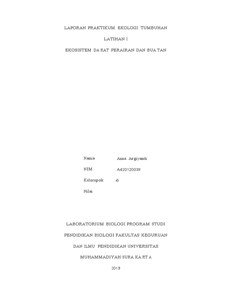 Laporan Ekologi Tumbuhan | PDF