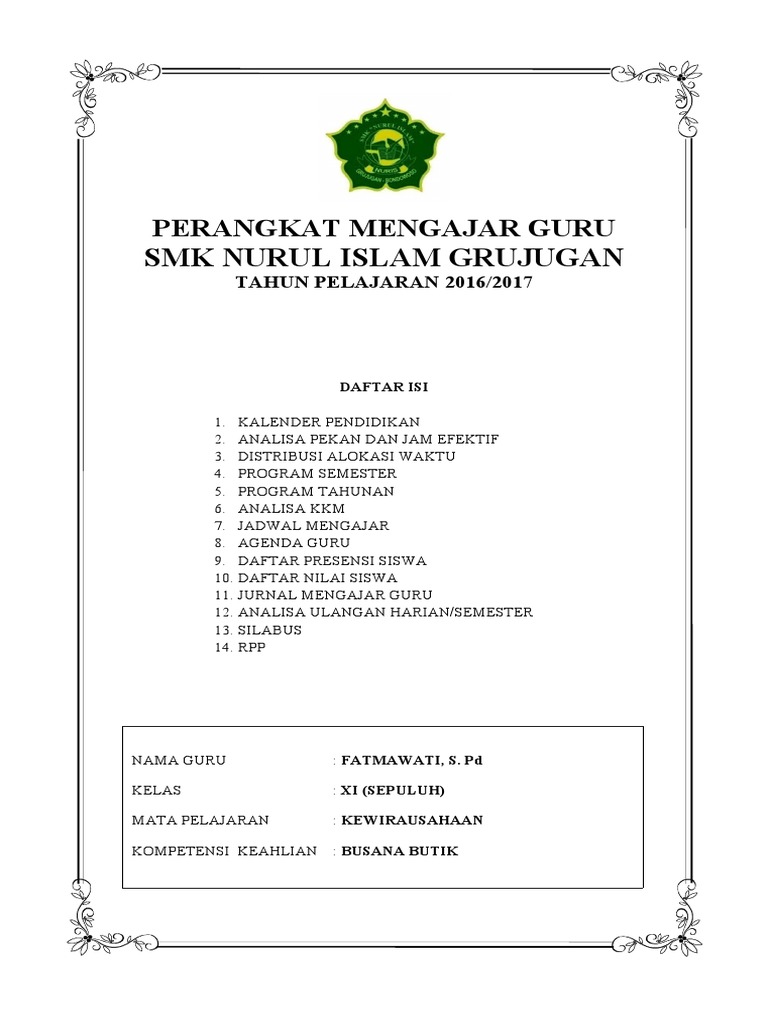 Perangkat Mengajar Guru SMK 2017/2018 | PDF