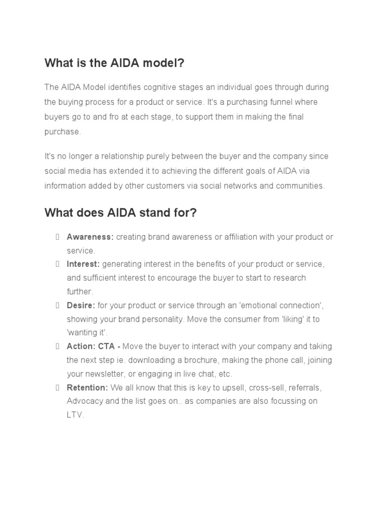 What Is The AIDA Model? | PDF