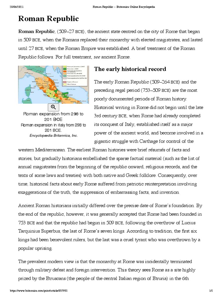Roman Republic: The Early Historical Record | PDF | Roman Republic ...
