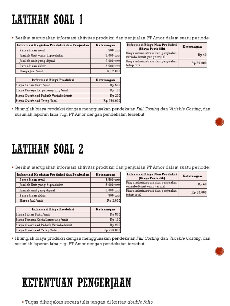 5 Full Costing Dan Variable Costing - Bagian 1 - SOAL LATIHAN | PDF