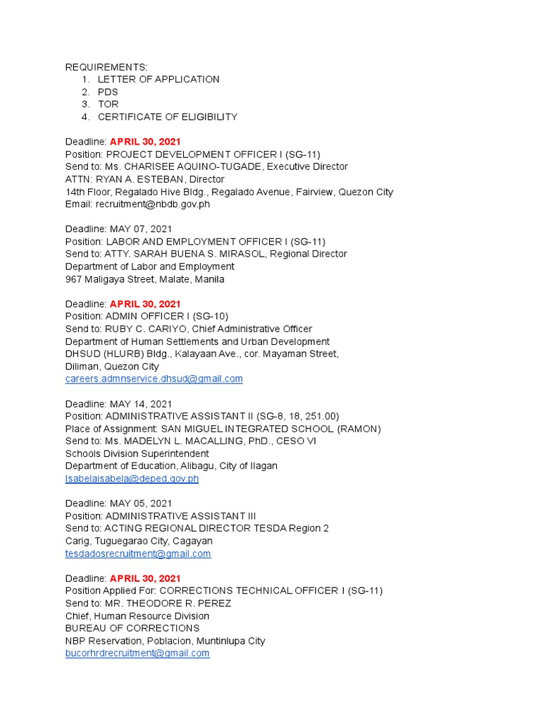 Application Dates | PDF