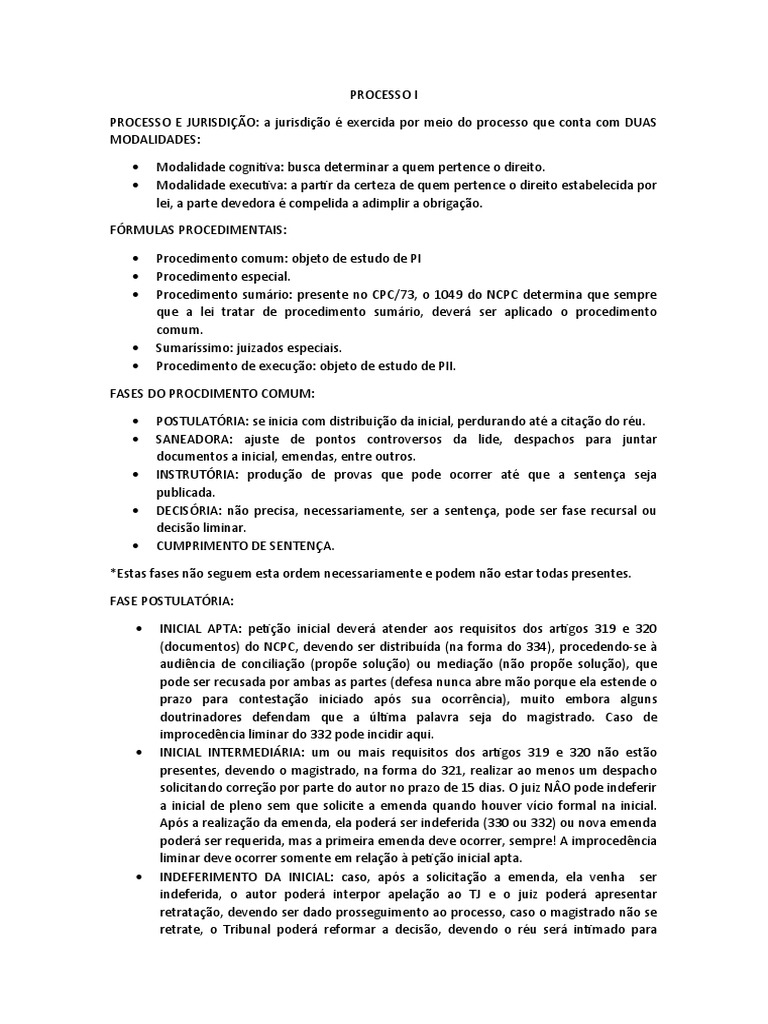 Processo Civil: Fases, Modalidades e Formulários Processuais | PDF ...