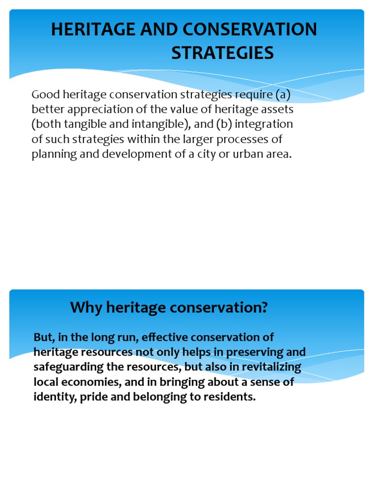 Heritage Conservation Strategies Explained | PDF | Historic ...