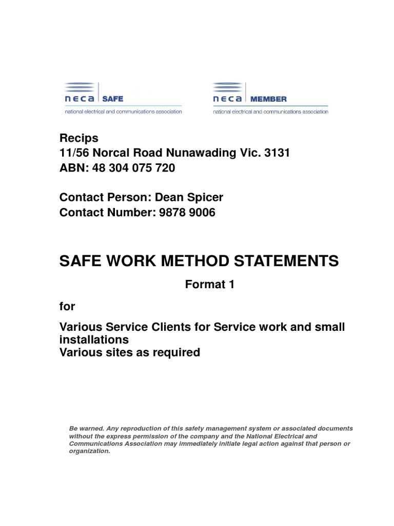 Ups Installation Method Statement | PDF | Personal Protective Equipment ...