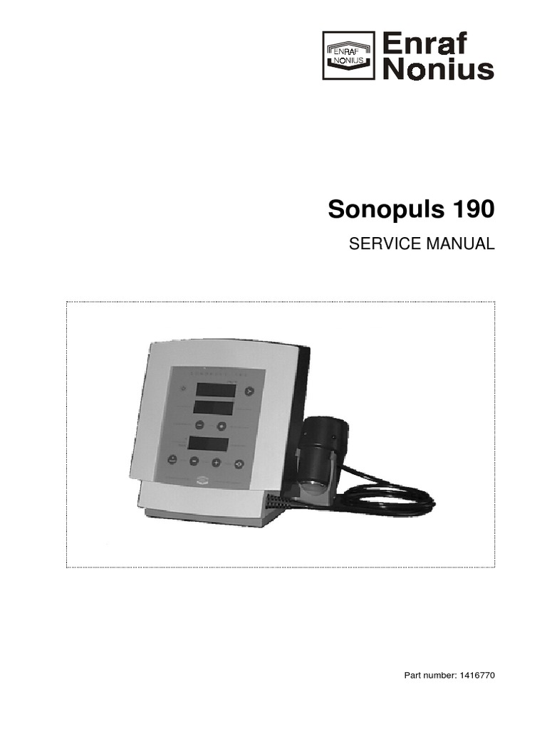 Enraf Nonius Sonopuls 190 Service Manual | PDF | Calibration | Printed ...