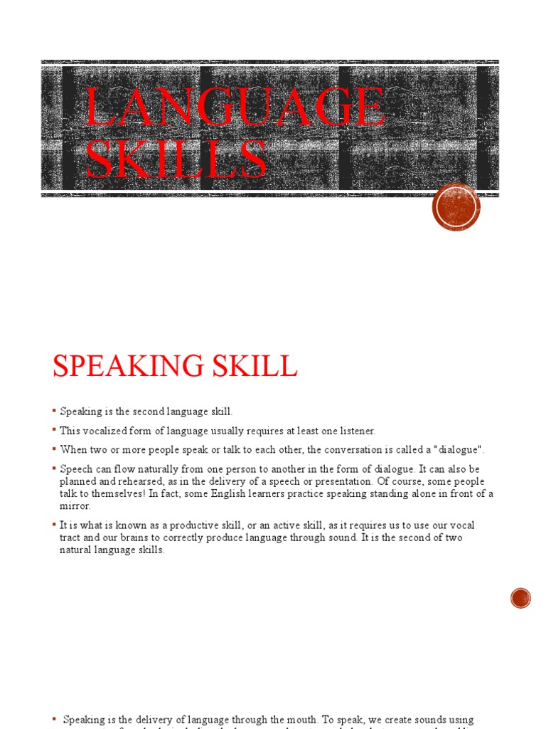 Language Skills | PDF | Fluency | Reading Comprehension