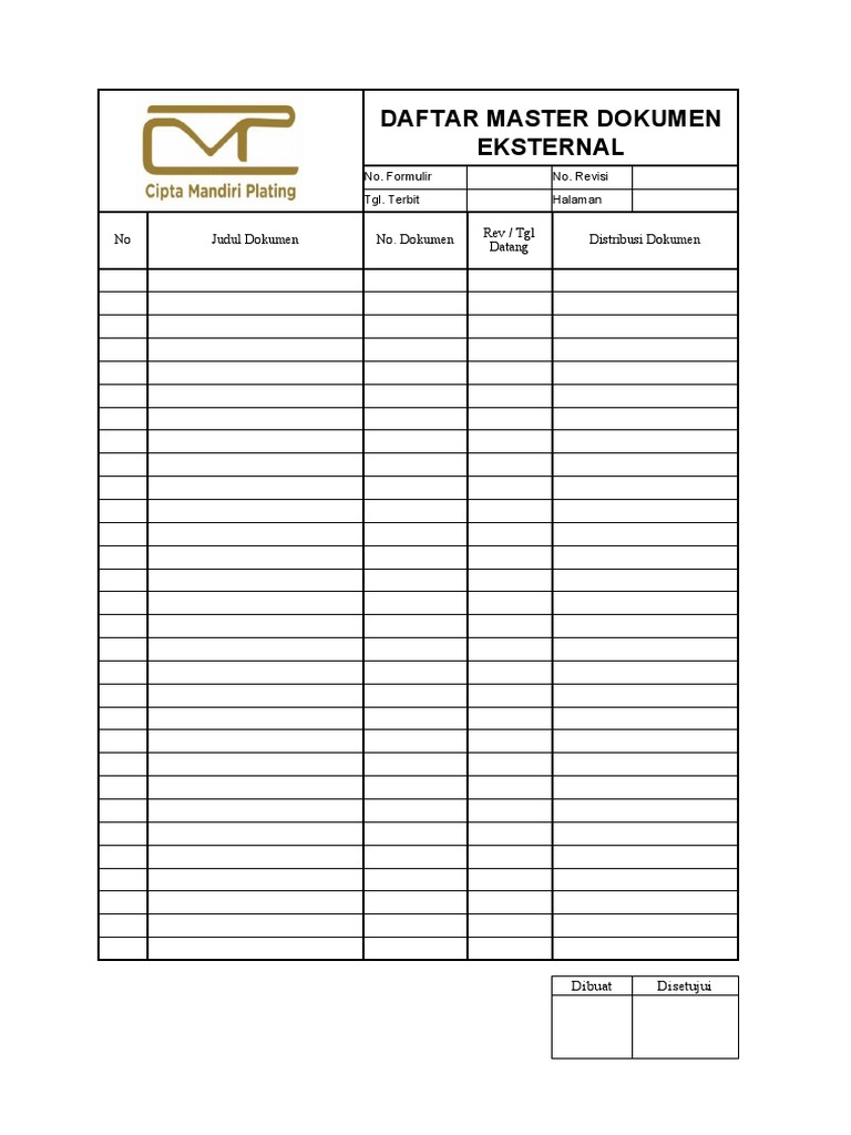Daftar Master Dokumen Eksternal | PDF
