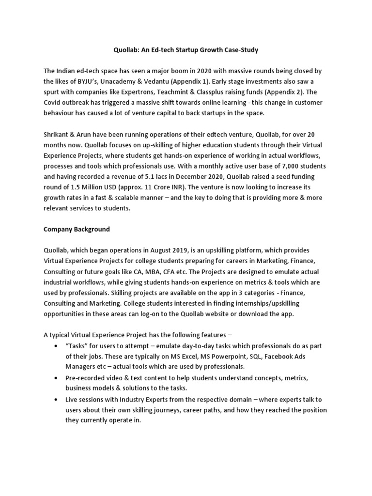 Projectile - The Case Study Competition - Case Problem | PDF ...