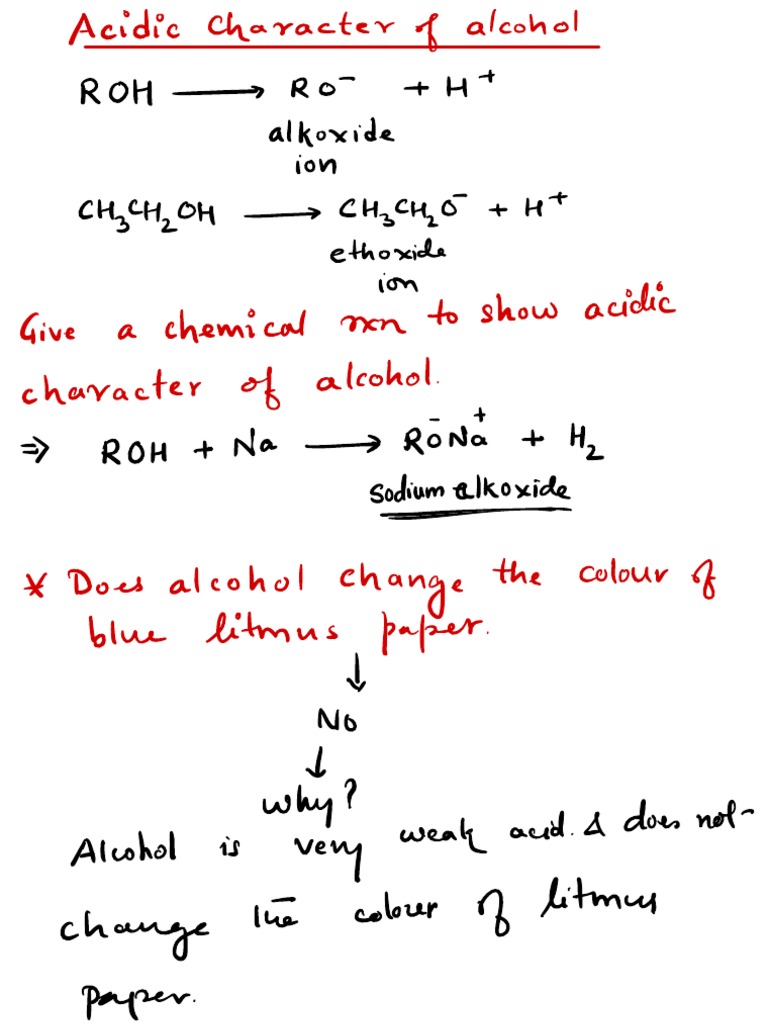Acidic Character of Alcohol and Phenol | PDF | Acid | Chemical Compounds