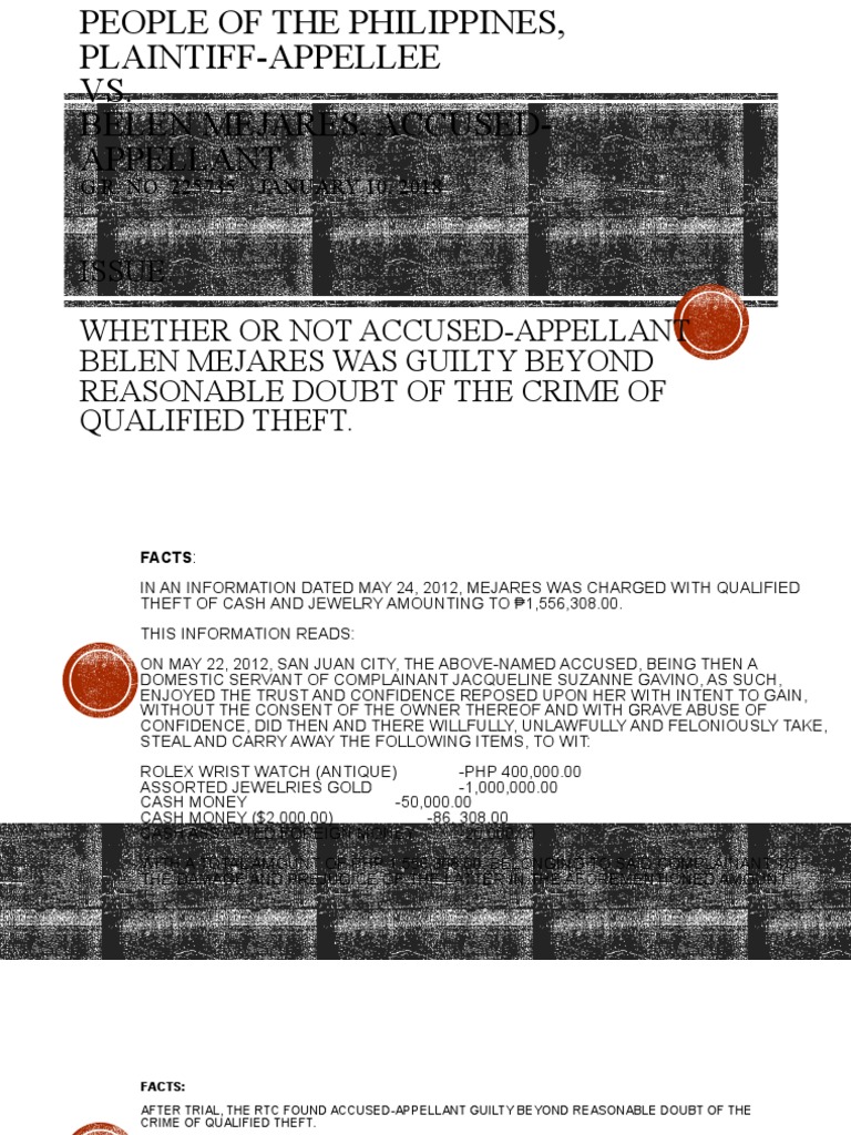 Qualified Theft - People vs. Mijares | PDF | Theft | Larceny