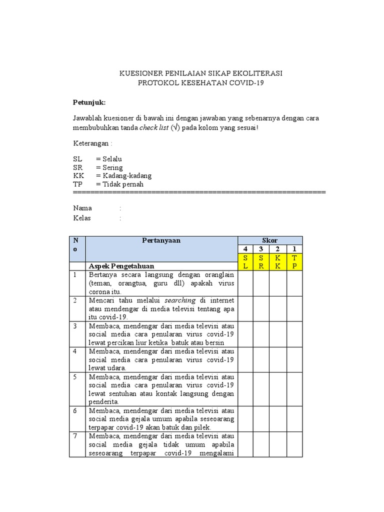 LAMPIRAN Kuisioner | PDF