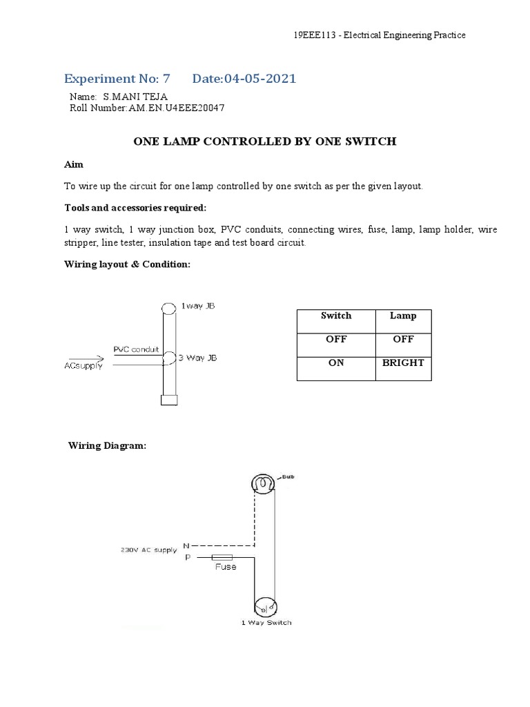 7 One Lamp Controlled by One Switch - 20047 | PDF | Electrical Wiring ...