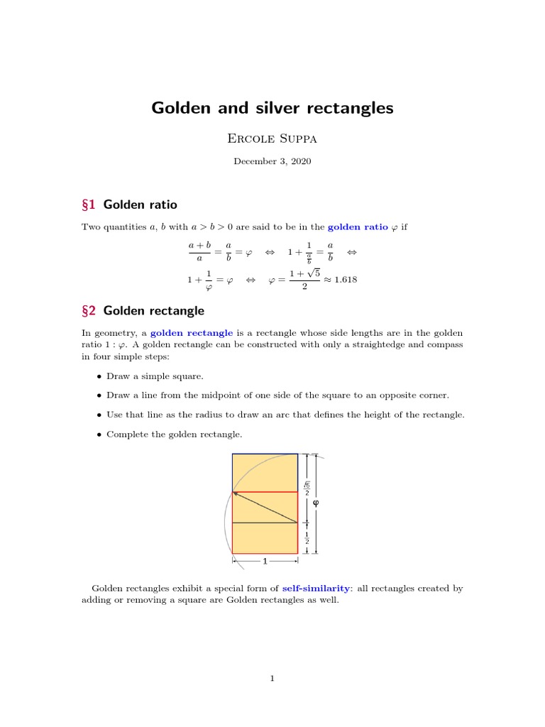 Golden and Silver Rectangles | PDF | Mathematical Analysis | Elementary ...
