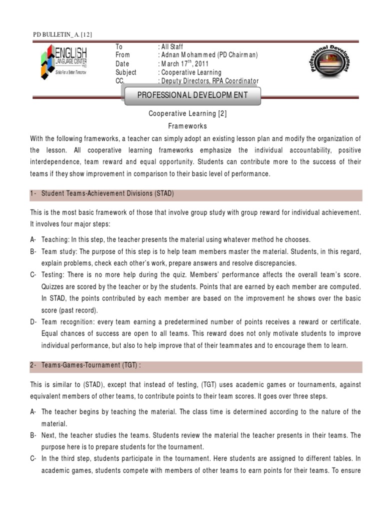 Cooperative Learning Frameworks Explained | PDF | Educational ...