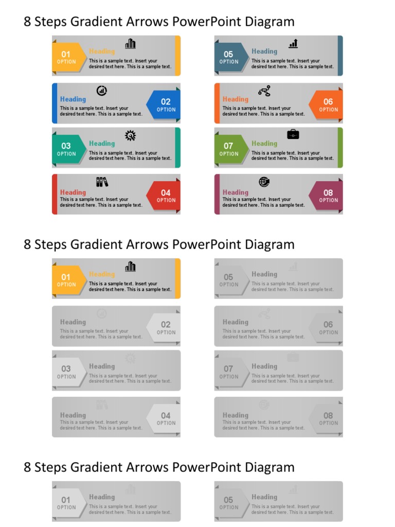 01 8 Steps Gradient Arrows Powerpoint Diagram 16x9 | PDF | Nature ...