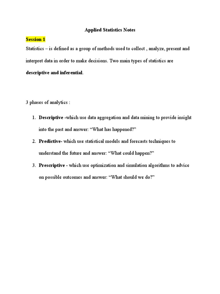 Applied Statistics Notes | PDF