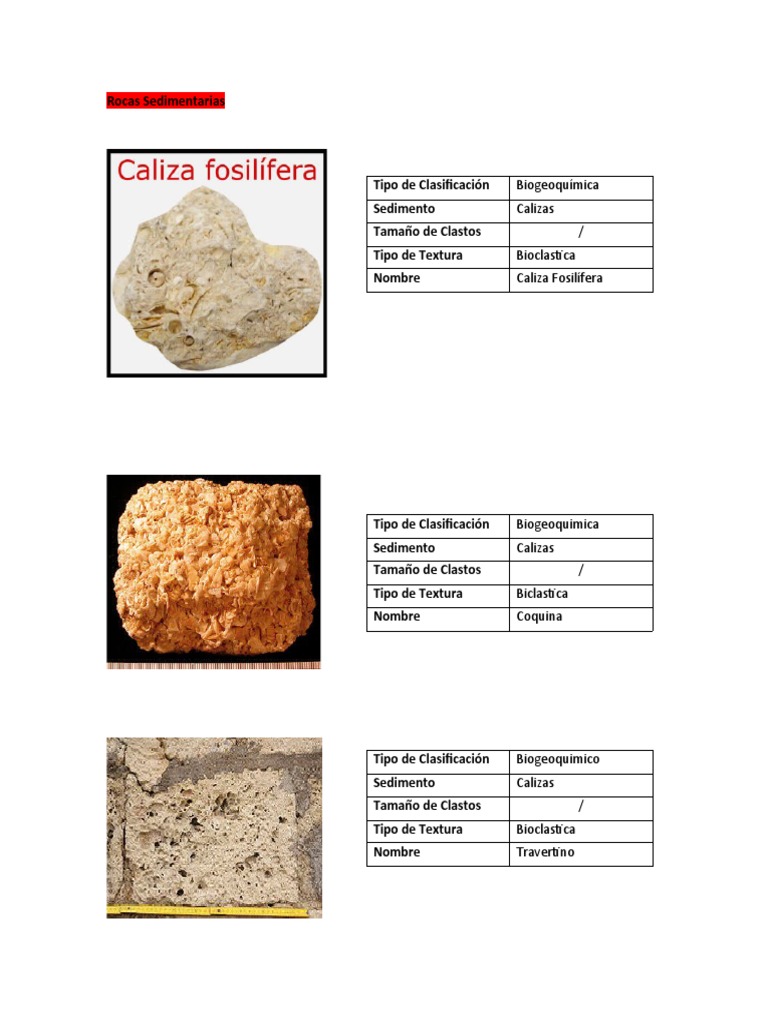 Rocas Sedimentarias Con Nombres Agenda De Rocas Sedimentarias Y