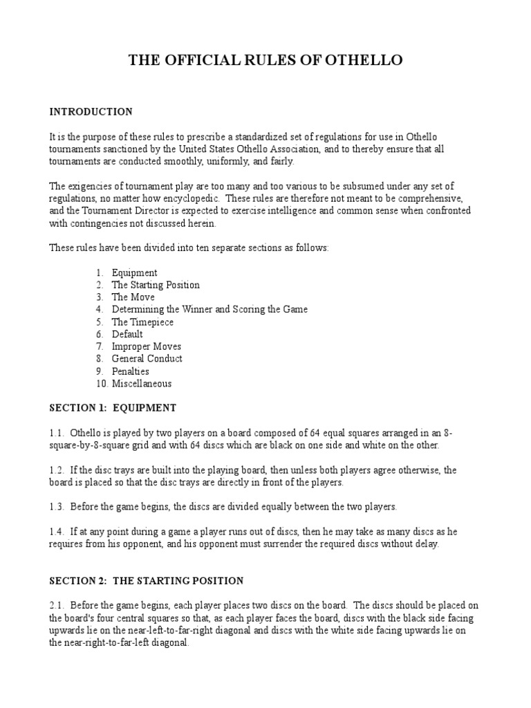 Reversi (Othello) - Oficial Rules | PDF | Clock | Justice