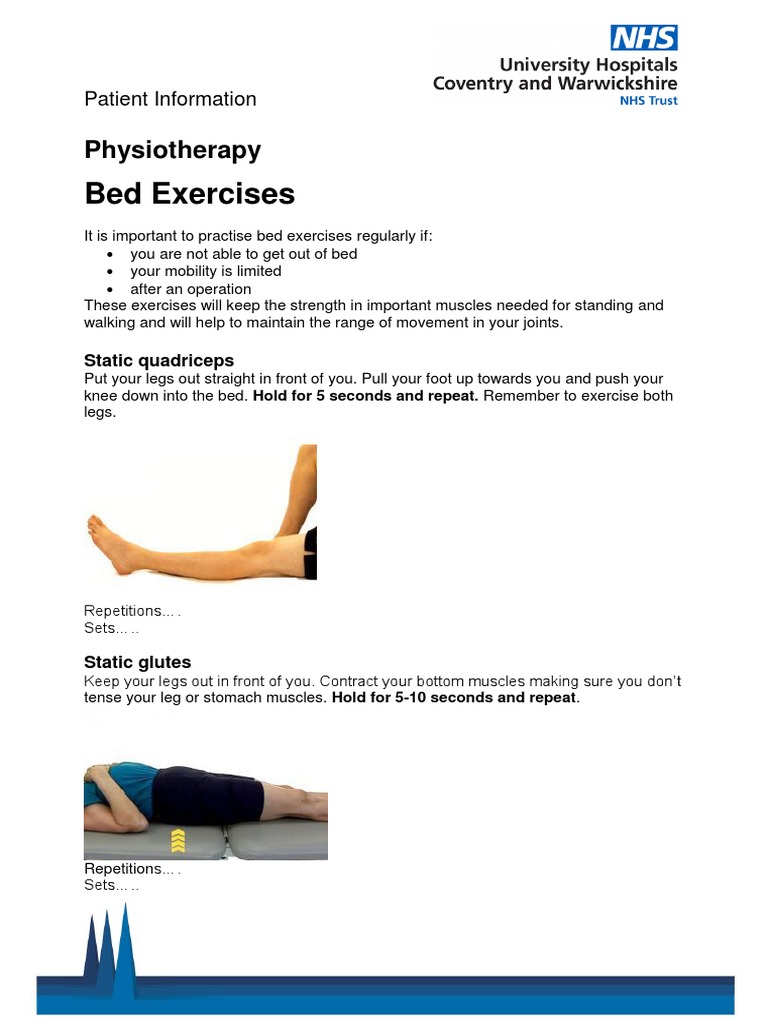 Bed Exercises: Physiotherapy | PDF | Anatomical Terms Of Motion ...