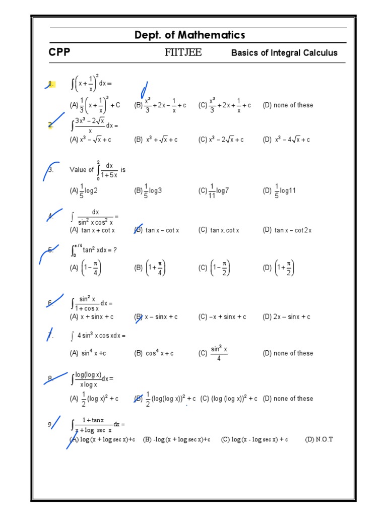 Integration Fiitjee CPP | PDF | Complex Analysis | Geometric Measurement