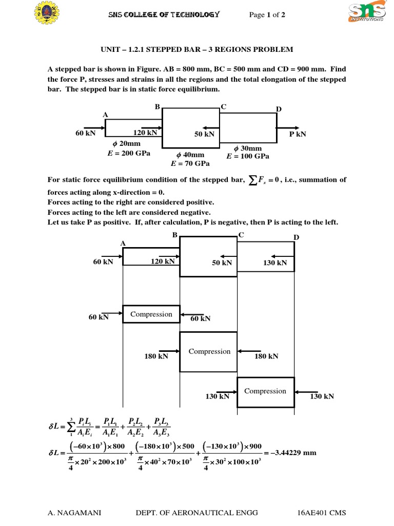 Som Unit - 1.2.1 Stepped Bar 3 Regions Problem | PDF | Deformation ...