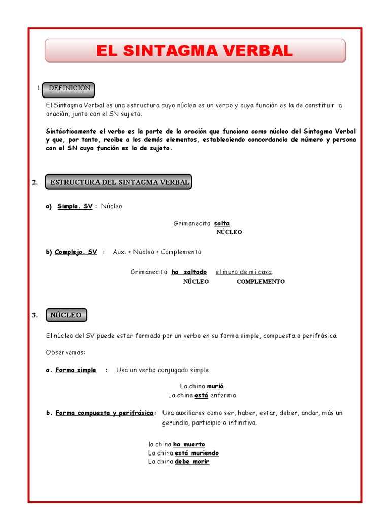 Sintagma Verbal - Clase | PDF | Verbo | Predicado (Gramática)