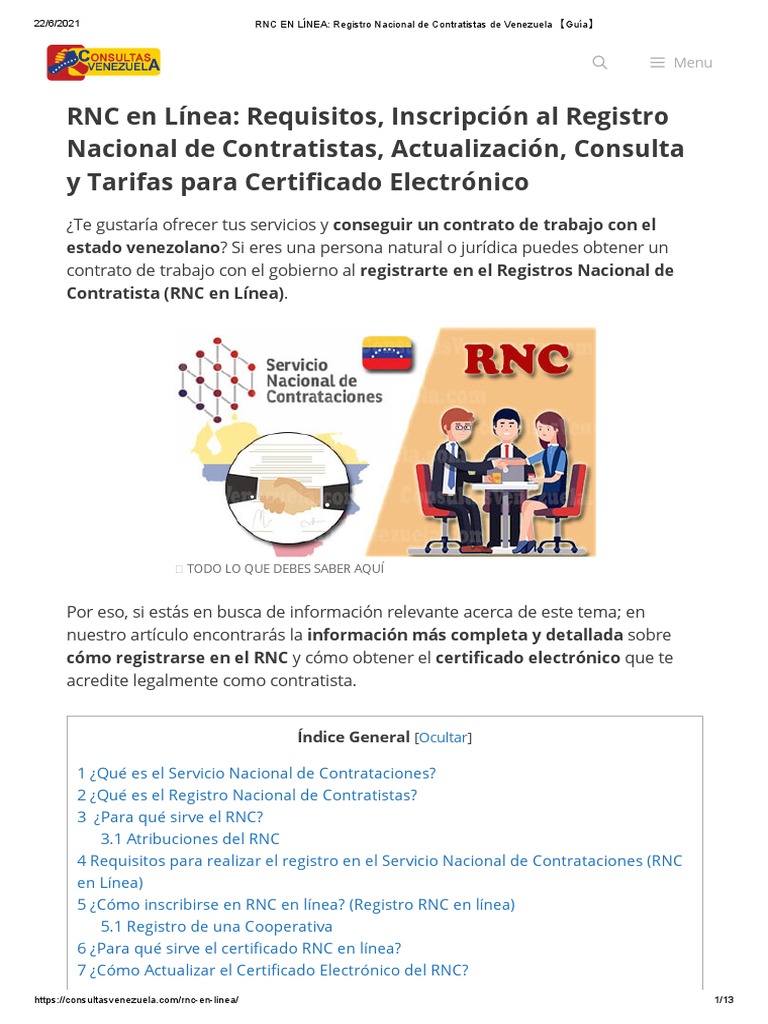 RNC EN LÍNEA - Registro Nacional de Contratistas de Venezuela 【Guía ...