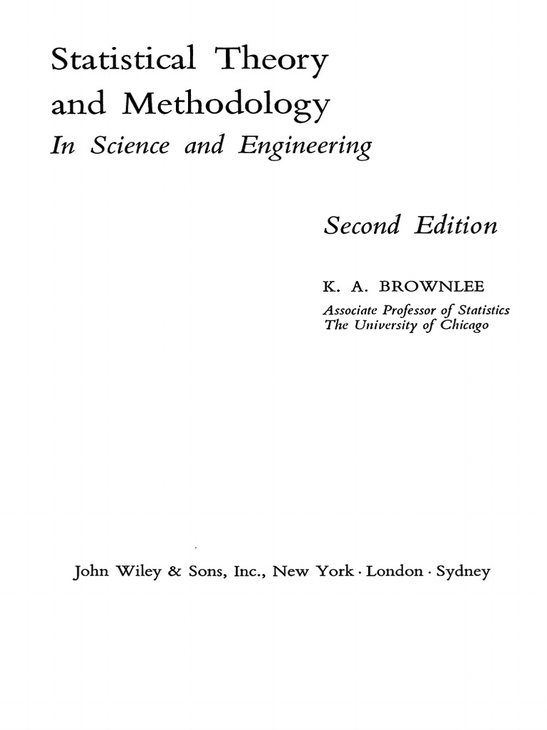 Statistical Theory and Methodology in Science and Engineering | PDF ...