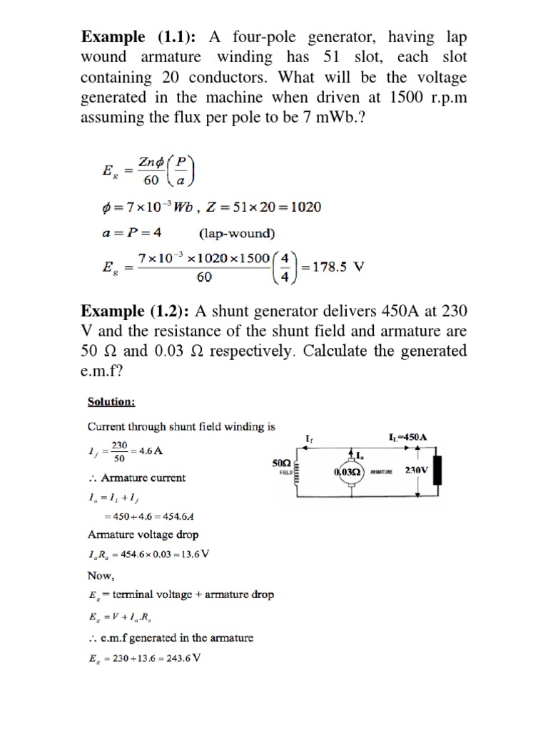 DC Generators Problems & Answers-1 | PDF | Electric Generator | Metrology
