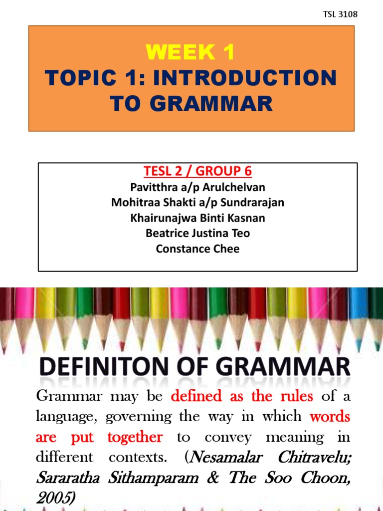 Topic 1: Introduction To Grammar: Week 1 | PDF | Grammar | Adverb