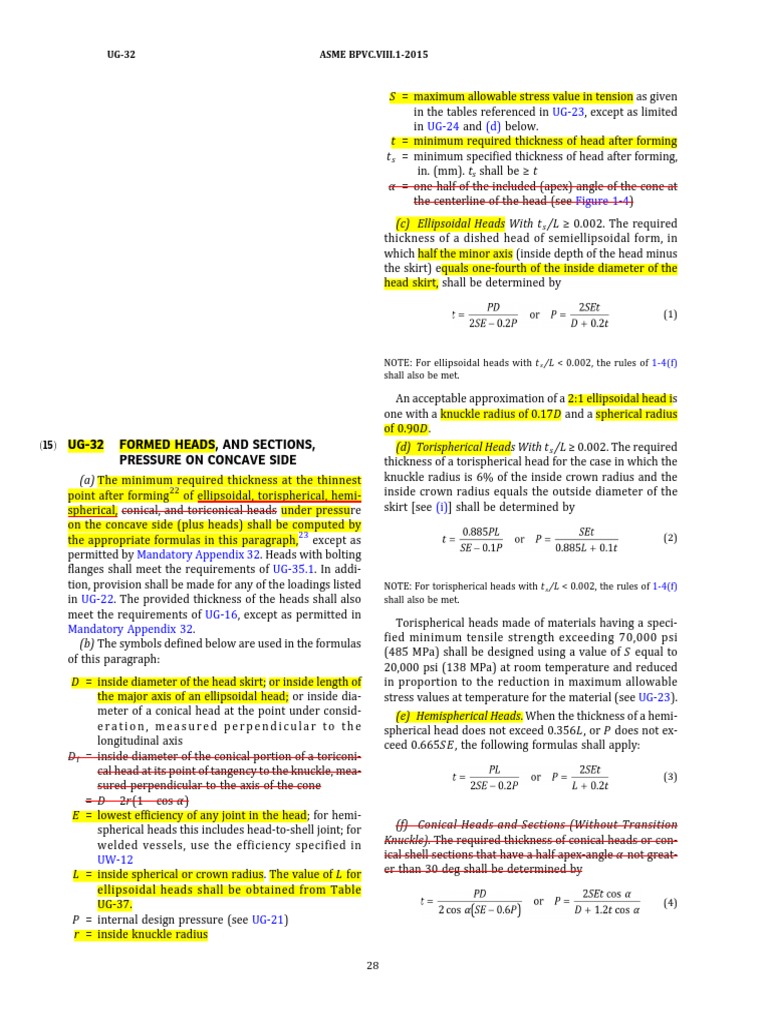 UG-23 UG-24 (D) : UG-32 Formed Heads, and Sections, Pressure On Concave ...