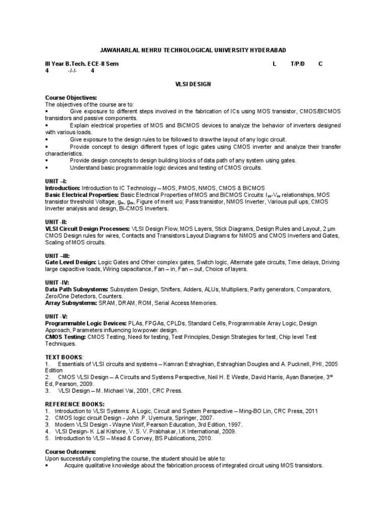 VLSI Design Course Overview | PDF | Cmos | Mosfet