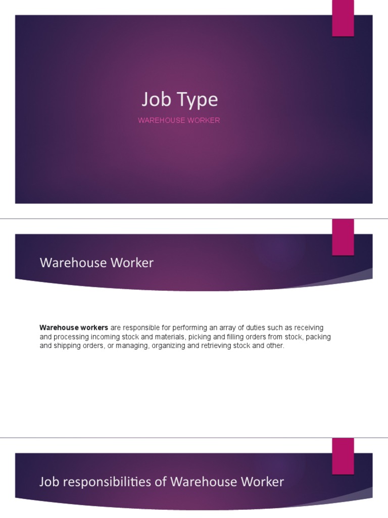 Job Type: Warehouse Worker | PDF | Performance Appraisal | Warehouse