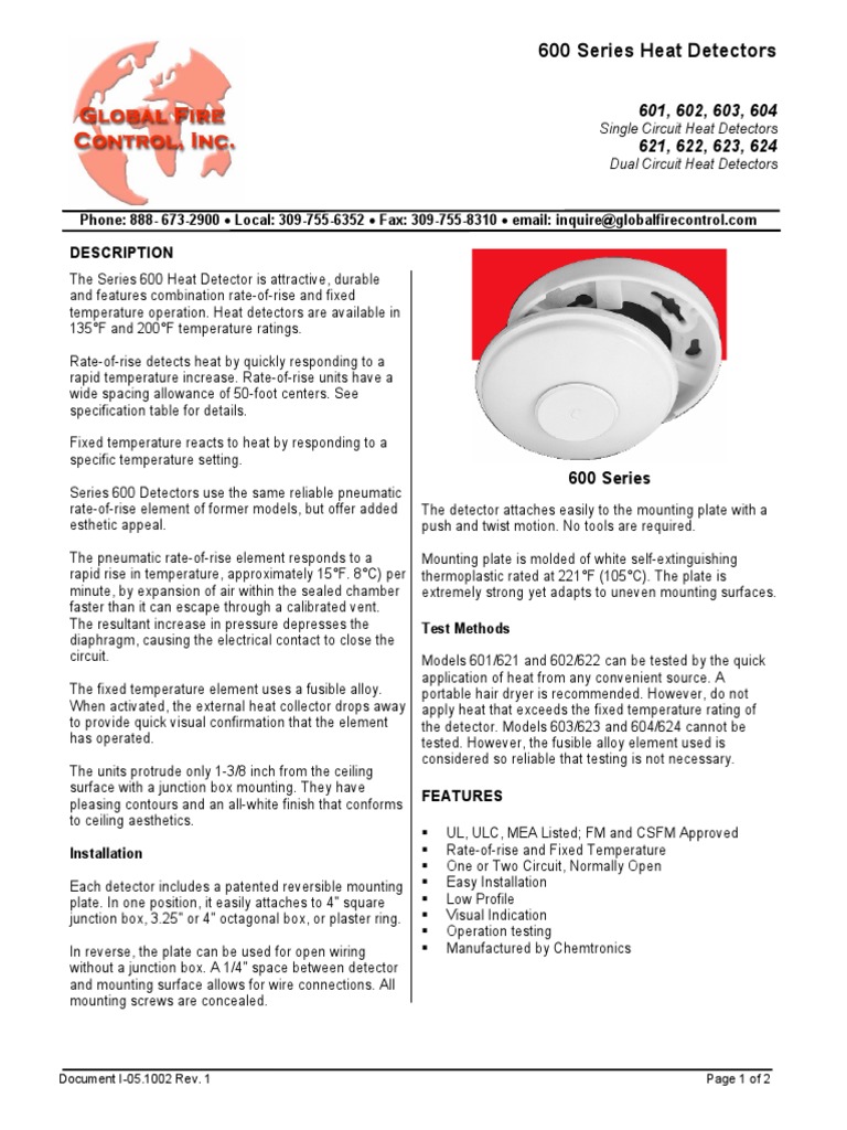 Description: 600 Series Heat Detectors | PDF | Temperature | Heat