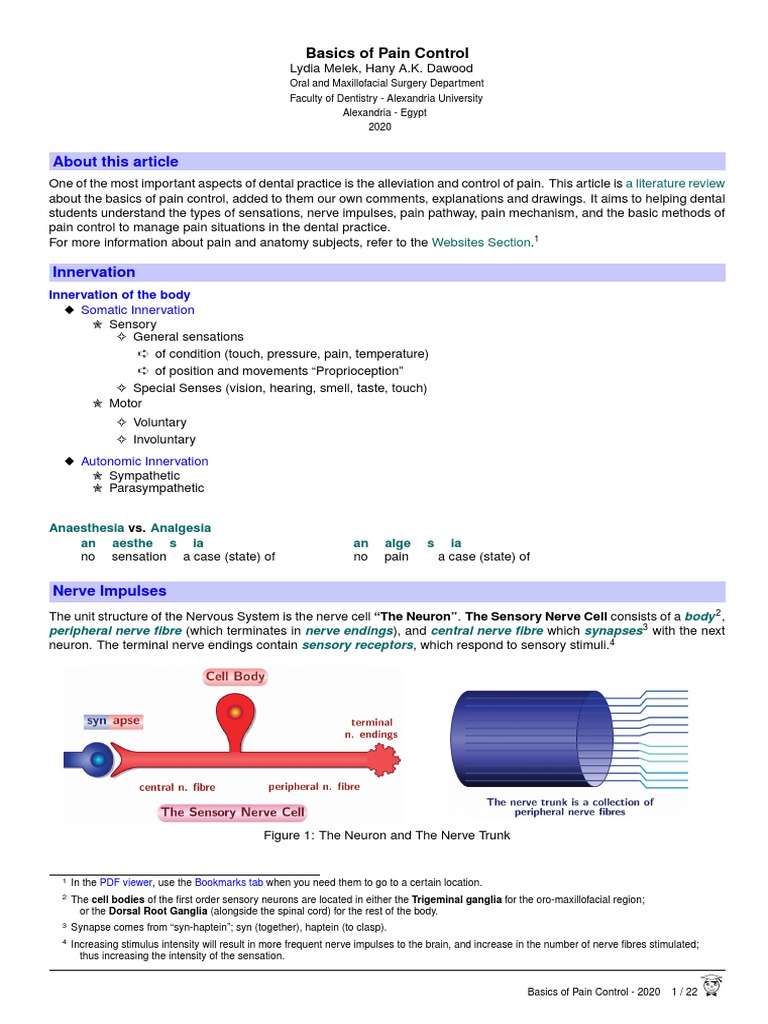 About This Article: Basics of Pain Control | PDF | Pain | Neurotransmitter